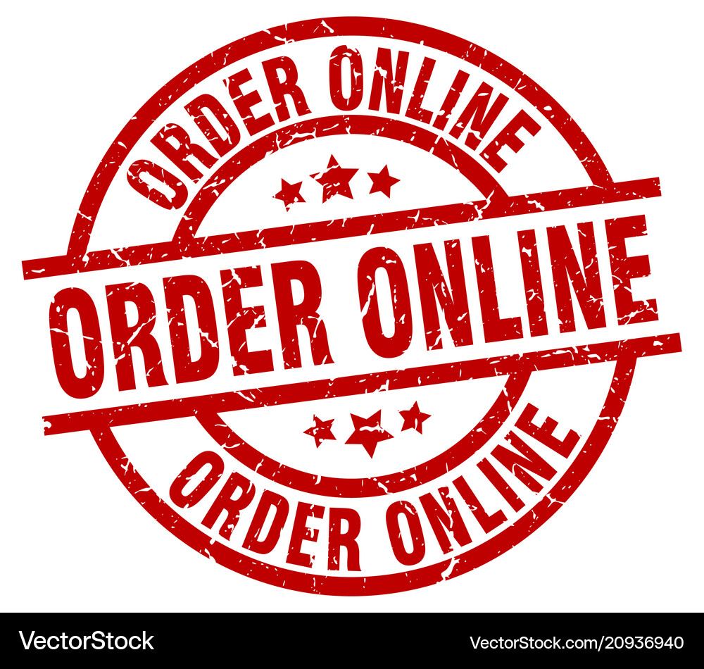Order online round red grunge stamp Royalty Free Vector