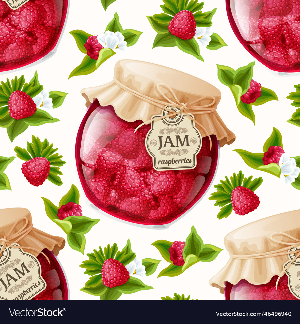 Raspberry jam seamless pattern Royalty Free Vector Image