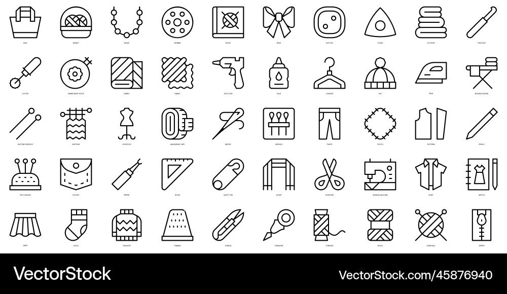 Set of thin line needlework icons Royalty Free Vector Image