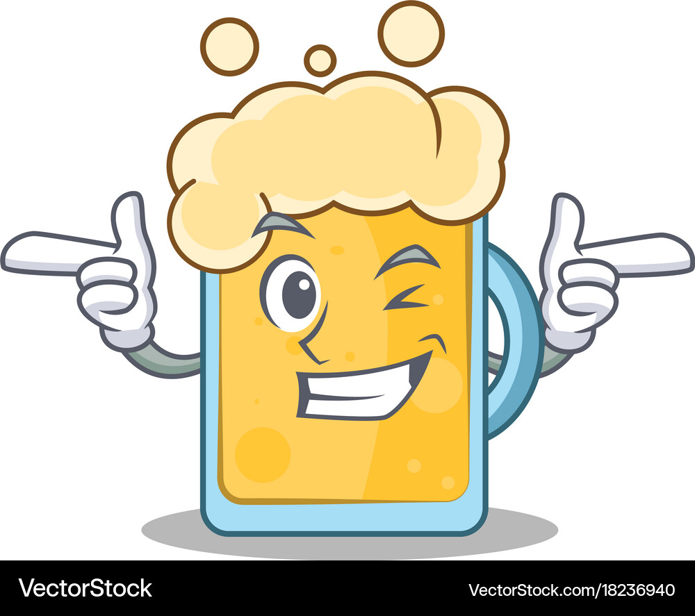 Wink beer character cartoon style Royalty Free Vector Image