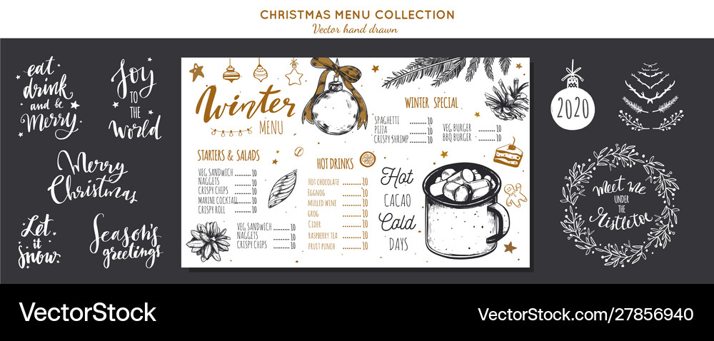 Winter special seasonal menu chalkboard Royalty Free Vector