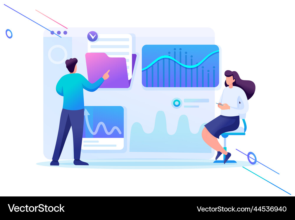 Young entrepreneurs testing statistical analysis Vector Image