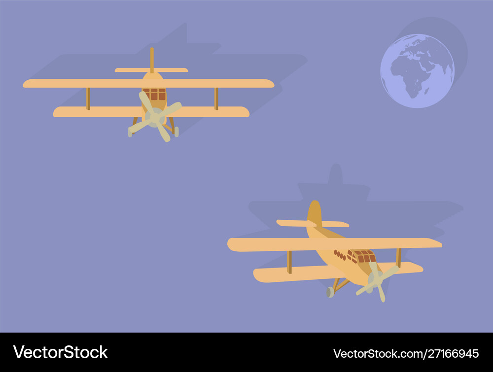 Color model an old plane in sky Royalty Free Vector Image