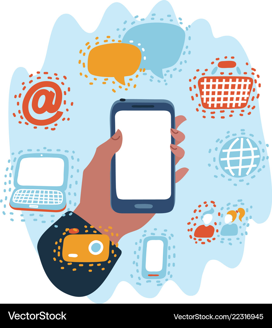 Digital marketing media in virtual screen Vector Image