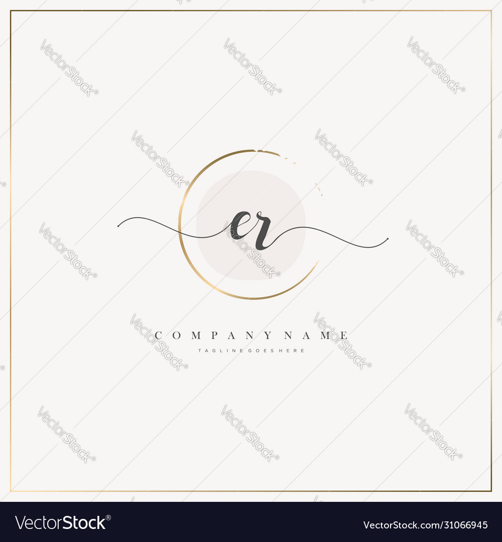 Er initial letter handwriting logo hand drawn Vector Image