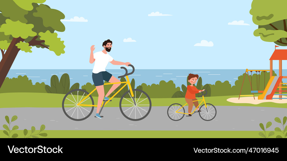Family riding bicycle Royalty Free Vector Image