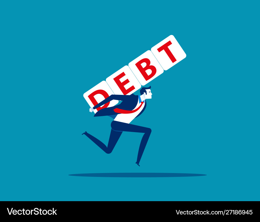 Man under burden loan concept business Royalty Free Vector