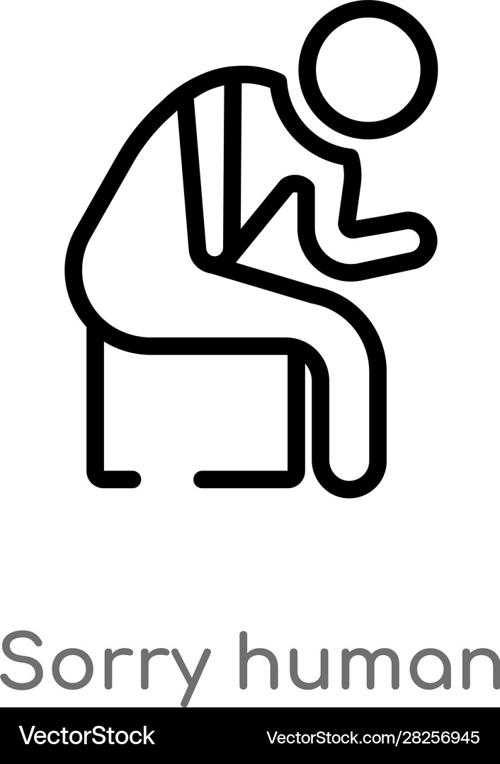 Outline sorry human icon isolated black simple Vector Image