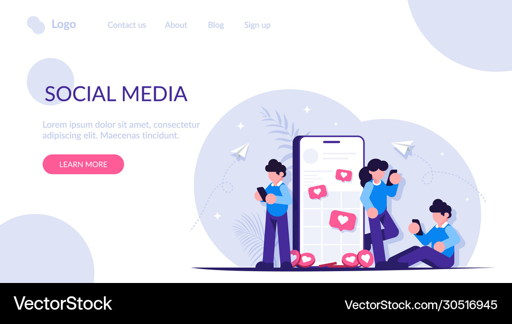 Social networking young man and woman using Vector Image