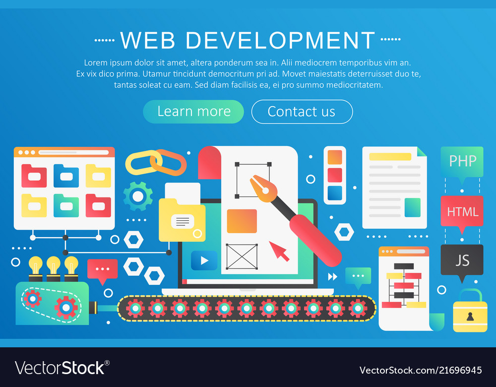 Trendy flat gradient color web development Vector Image Trendy flat gradient color web development Vector Image