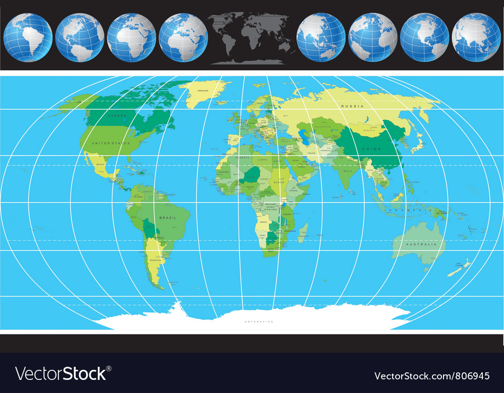 World map Royalty Free Vector Image - VectorStock