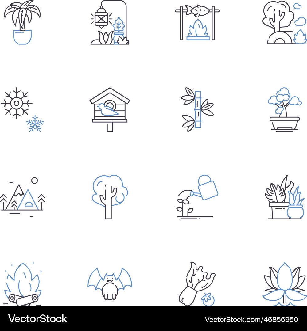 Biosphere line icons collection ecosystem Vector Image