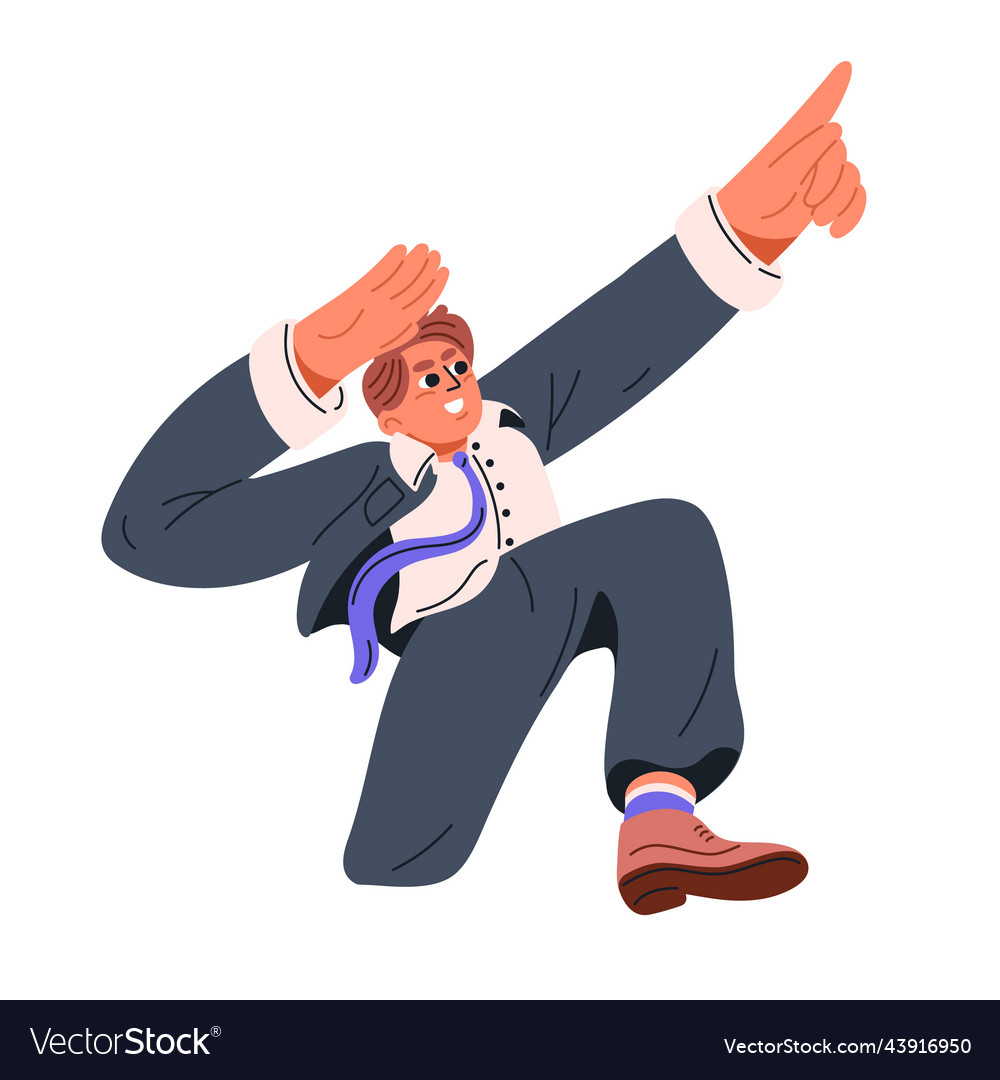 Business man pointing up with arm advertising Vector Image