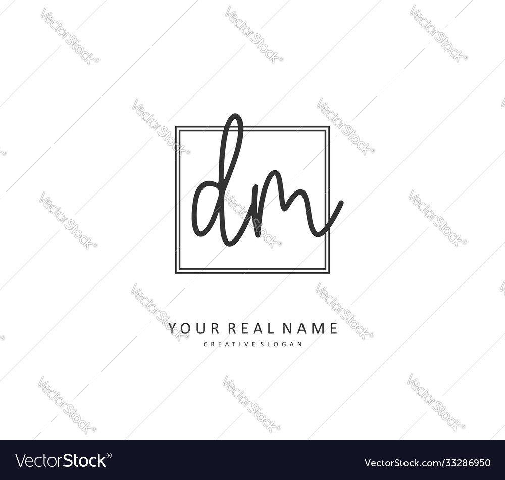 D m dm initial letter handwriting and signature Vector Image
