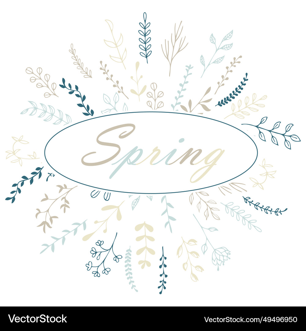 Hand drawn round frame floral wreath Royalty Free Vector