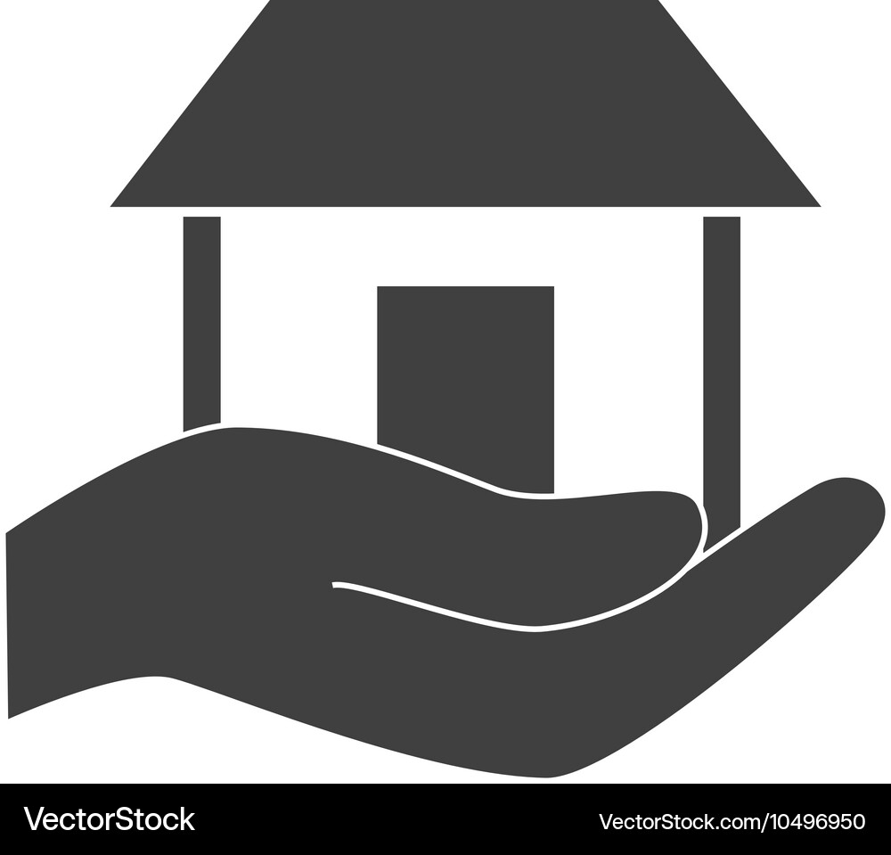 Hand holding house isolated Royalty Free Vector Image