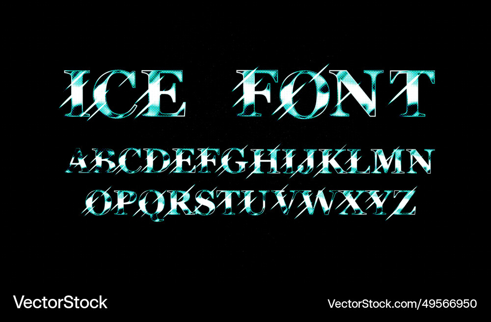 Ice block alphabet a font with 3 dice effects Vector Image