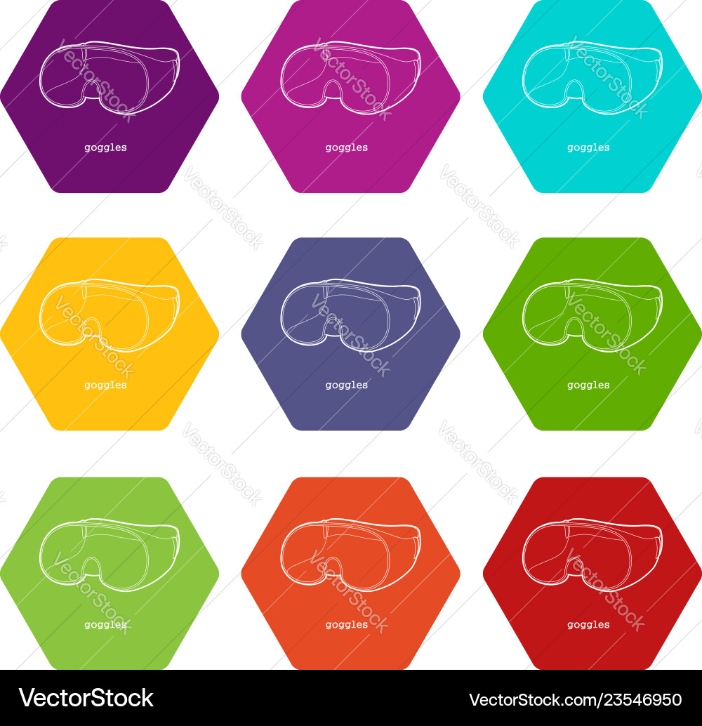 Laboratory goggles icons set 9 Royalty Free Vector Image