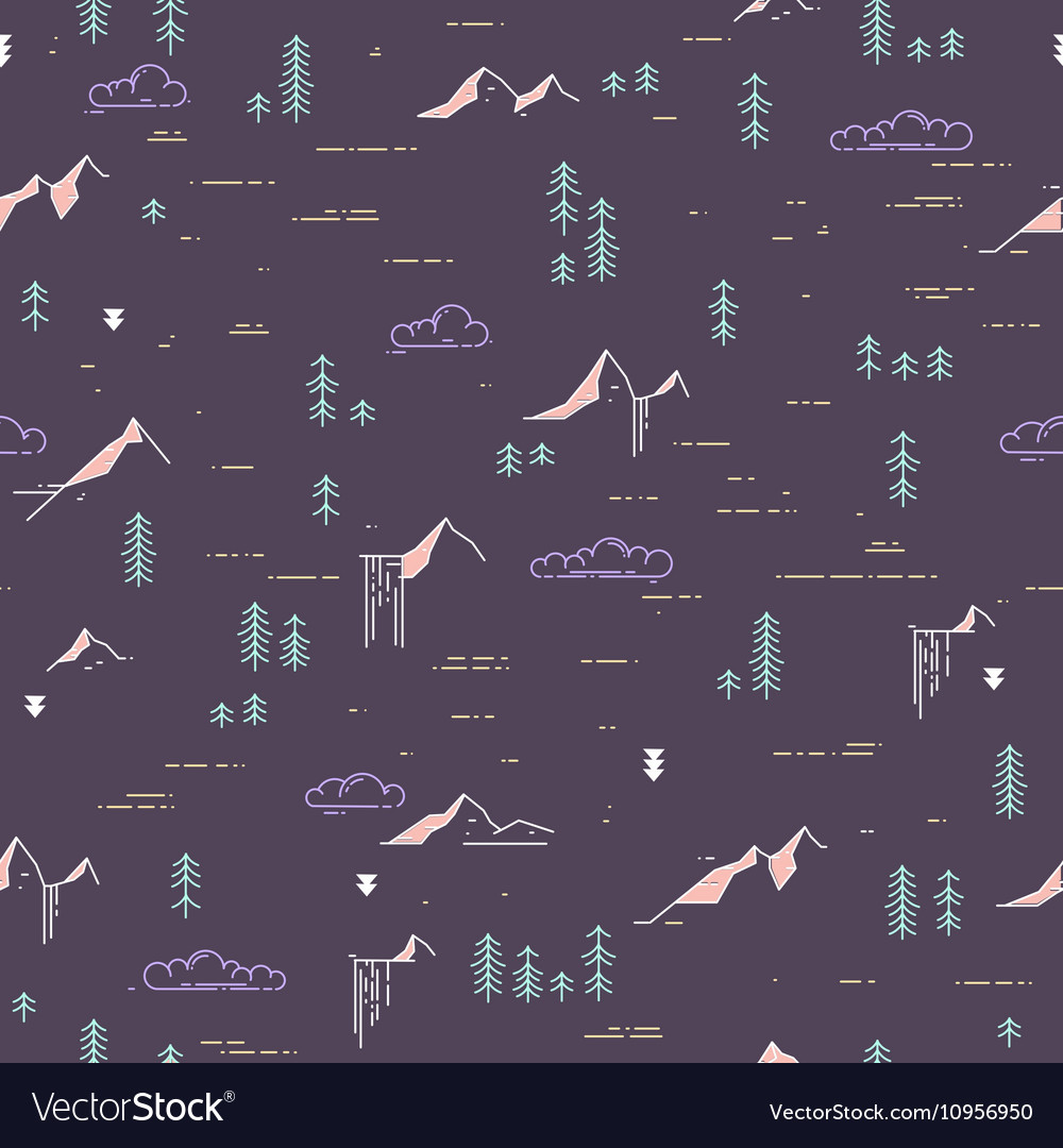 Linear pattern with wild landscape elements Vector Image