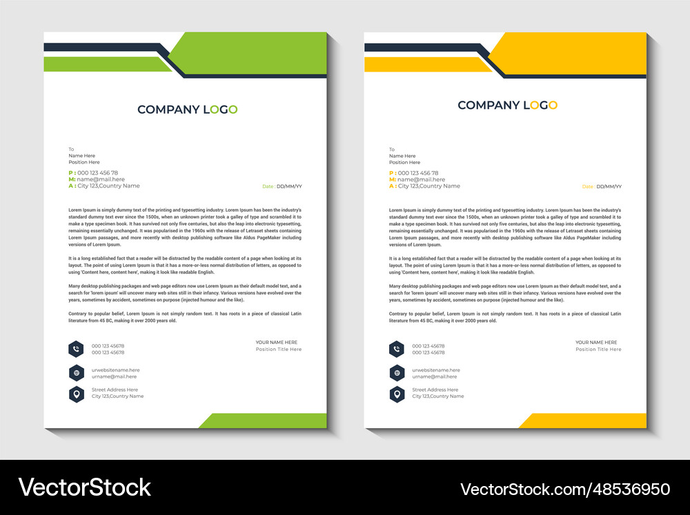 Modern corporate letterhead template design Vector Image