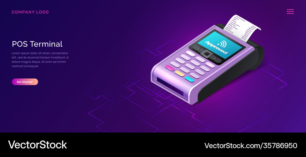Pos terminal security isometric business concept Vector Image