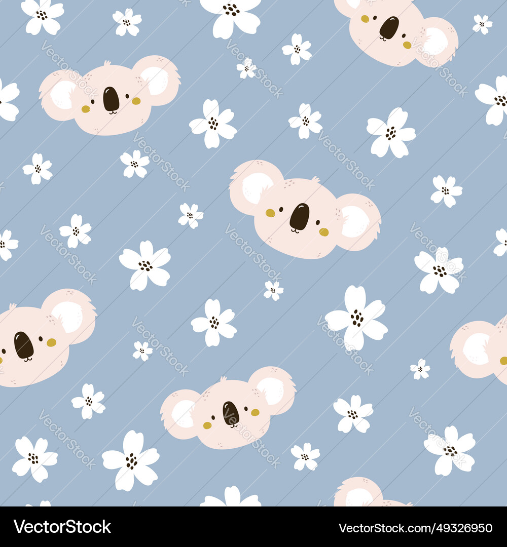 Seamless pattern with faces of cute koala Vector Image