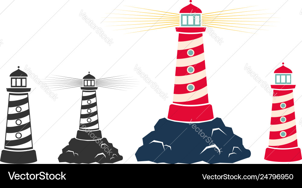 Set vintage icons a lighthouse Royalty Free Vector Image