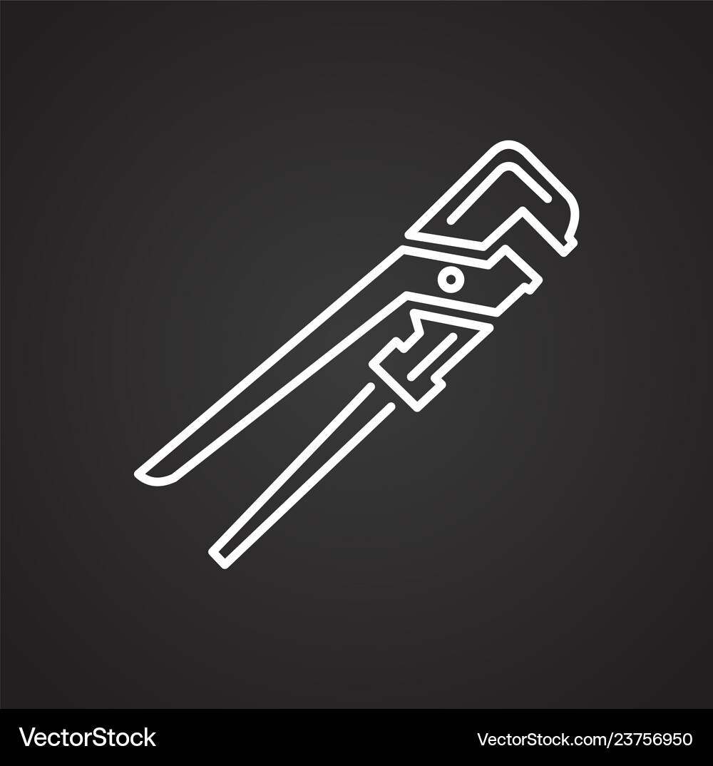 Tool wrench line icon on black background Vector Image