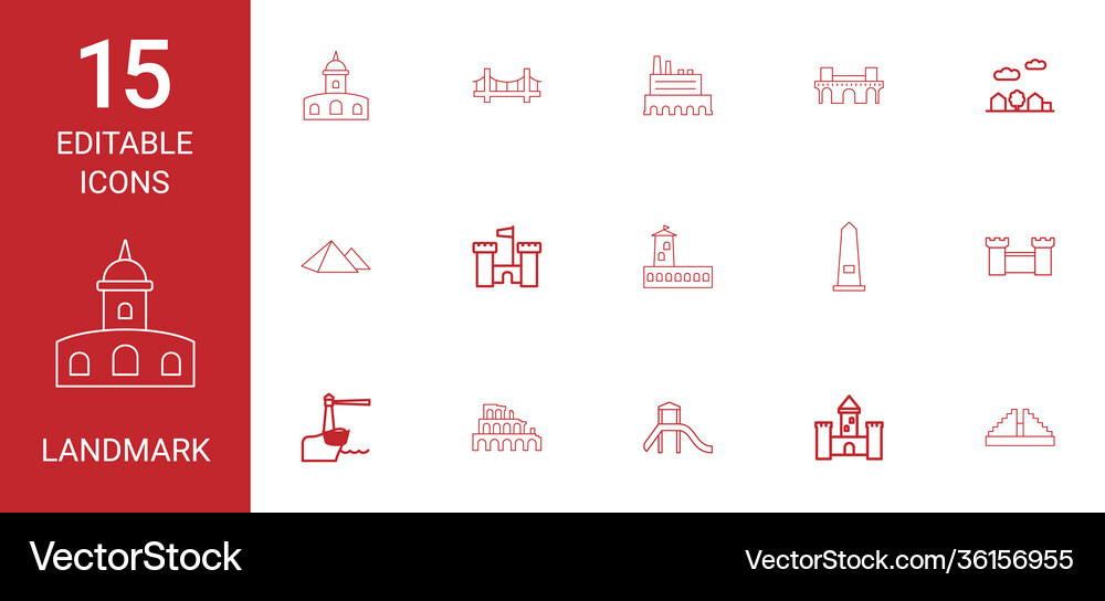 15 landmark icons Royalty Free Vector Image - VectorStock