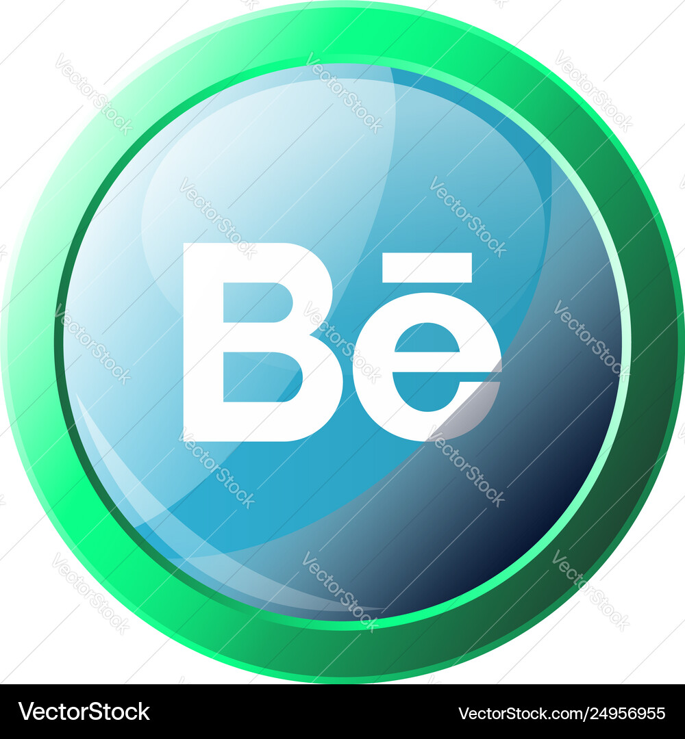 Blue and green round icon behance platform Vector Image