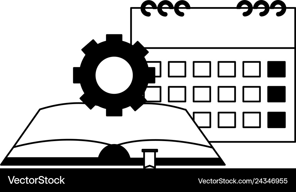 Book calendar and gear Royalty Free Vector Image
