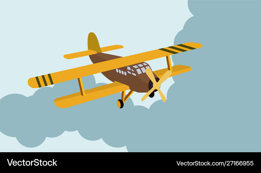 Color model an old plane flying in sky Royalty Free Vector