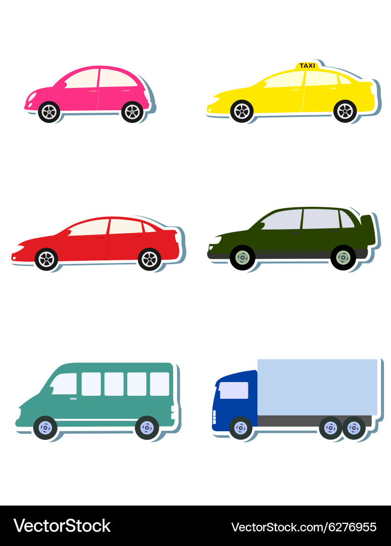 Colorful sticker set with car icon Royalty Free Vector Image