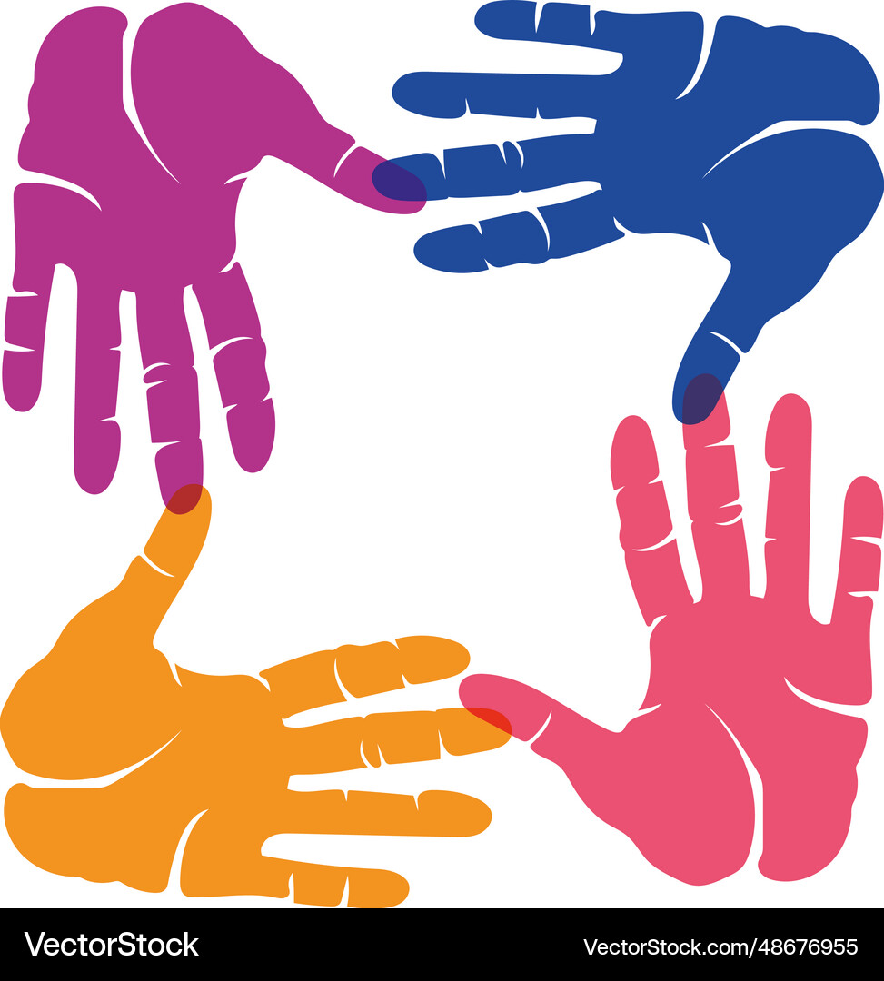 Handprint paint color friendship Royalty Free Vector Image