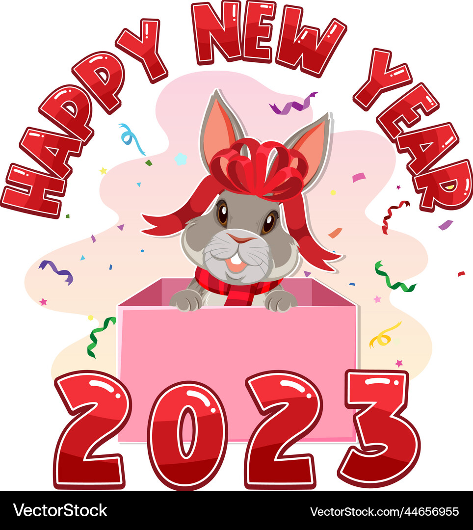 Happy new year 2023 with cute rabbit Royalty Free Vector