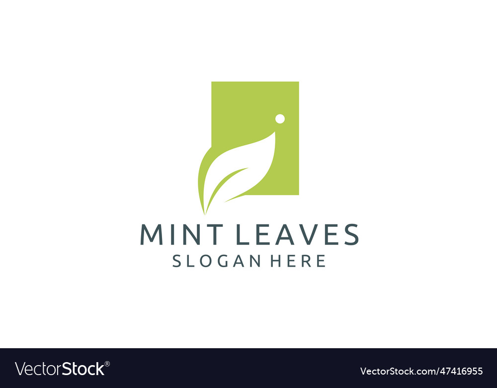 Mint leaf design initials Royalty Free Vector Image