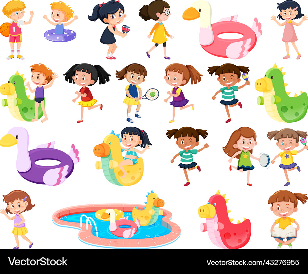 Set of children doing different activities Vector Image