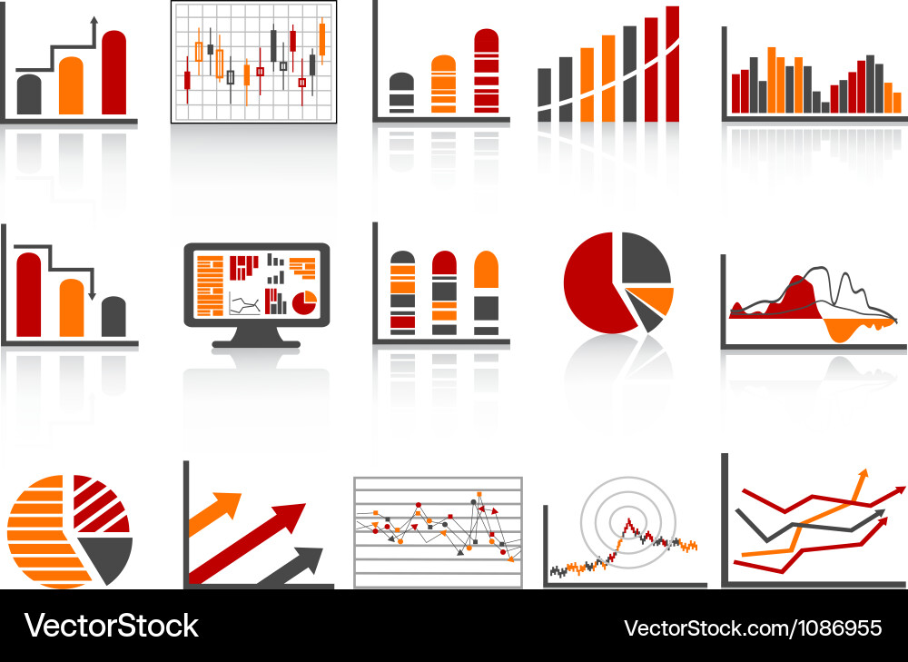 Simple color financial management reports icon Vector Image