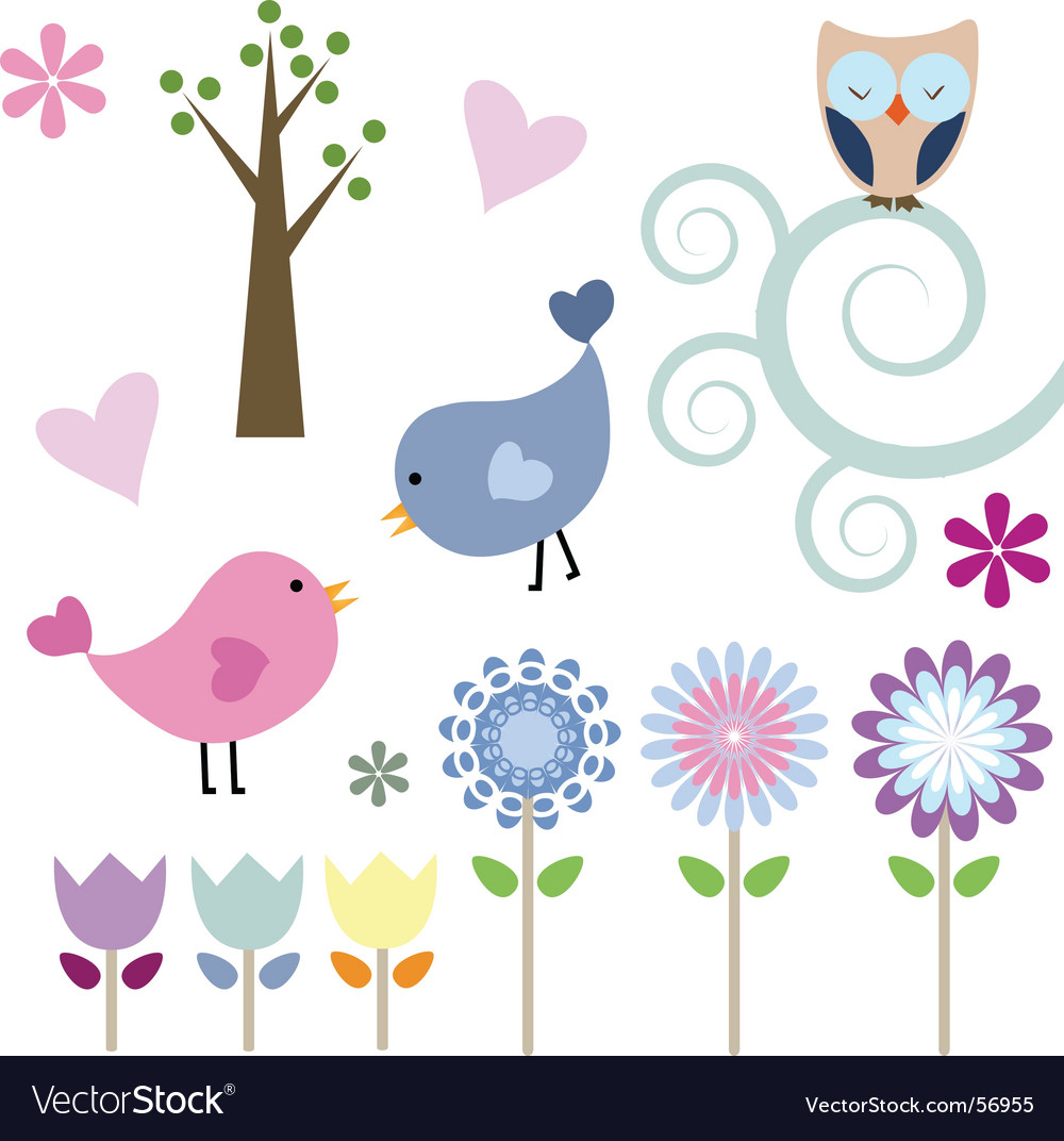 Spring elements Royalty Free Vector Image - VectorStock