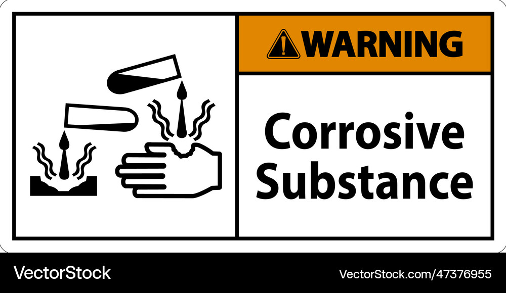 Warning sign corrosive substance on white Vector Image