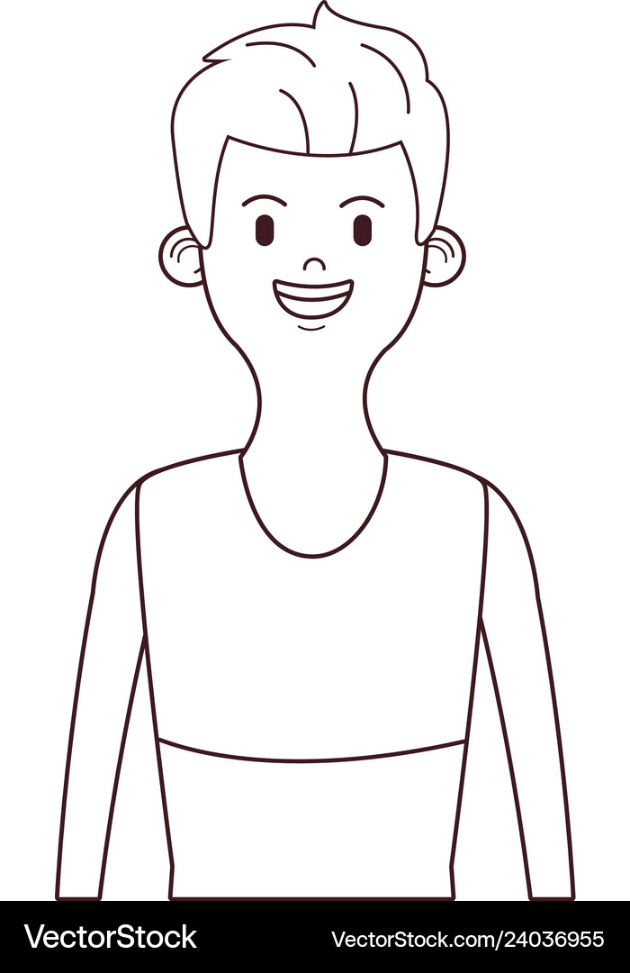 Young man upperbody cartoon Royalty Free Vector Image