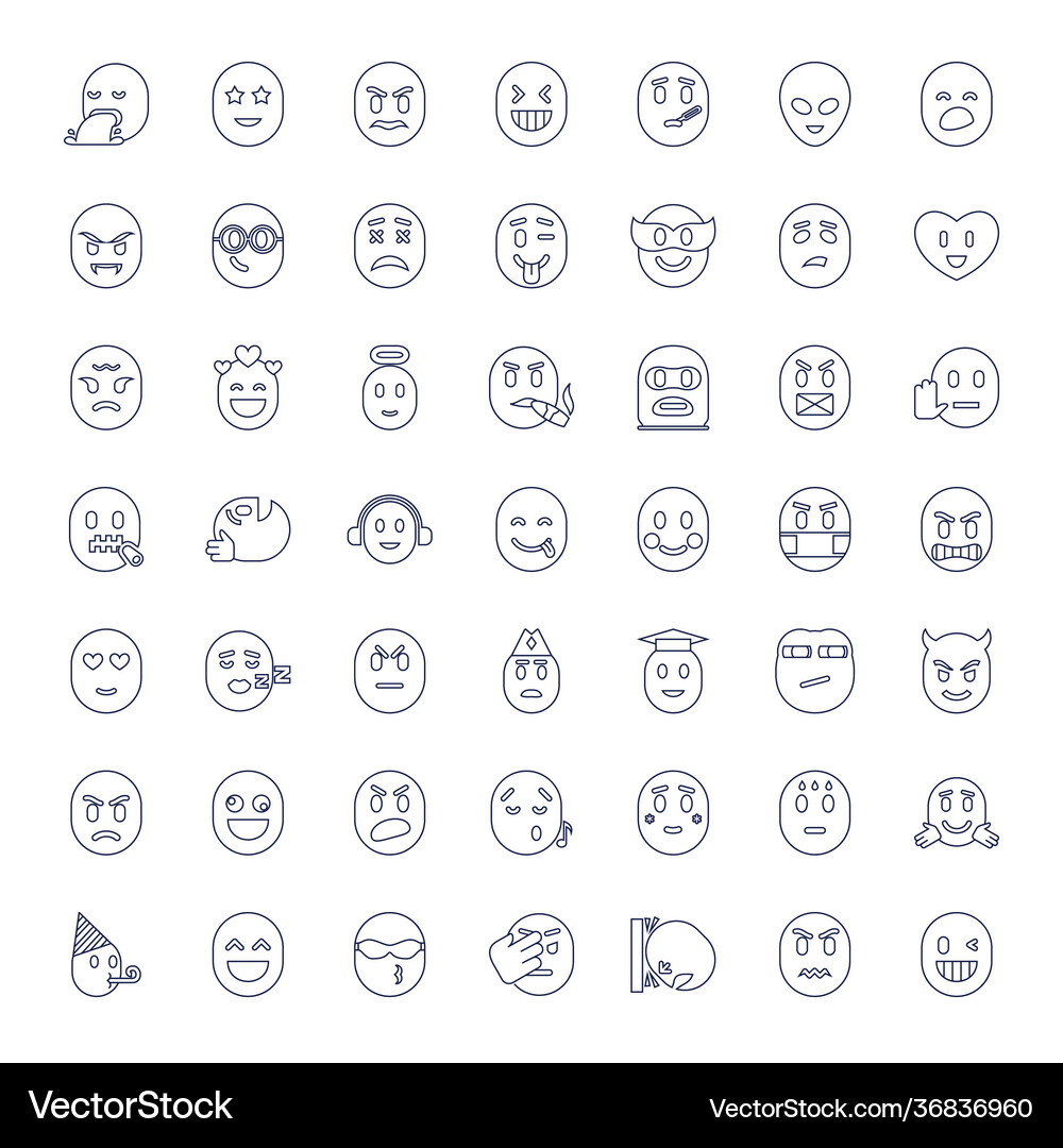 49 emoji icons Royalty Free Vector Image - VectorStock