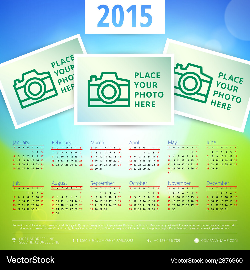 Calendar 2015 template week starts monday Vector Image