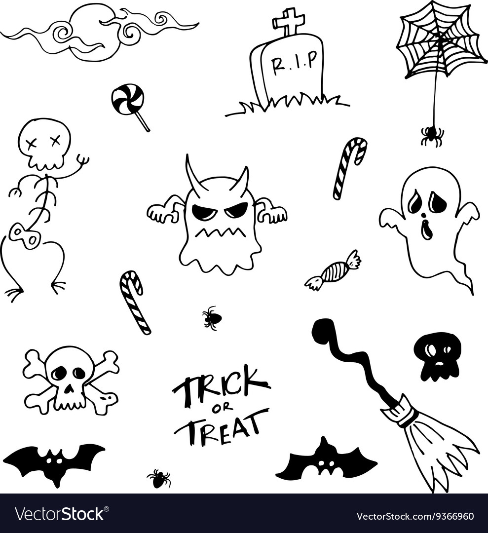 Character halloween doodle set Royalty Free Vector Image