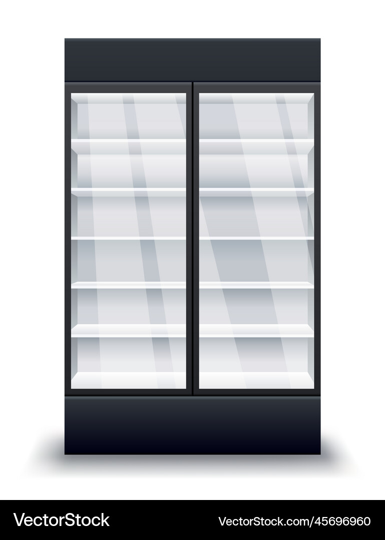 Commercial fridge realistic empty refrigerator Vector Image