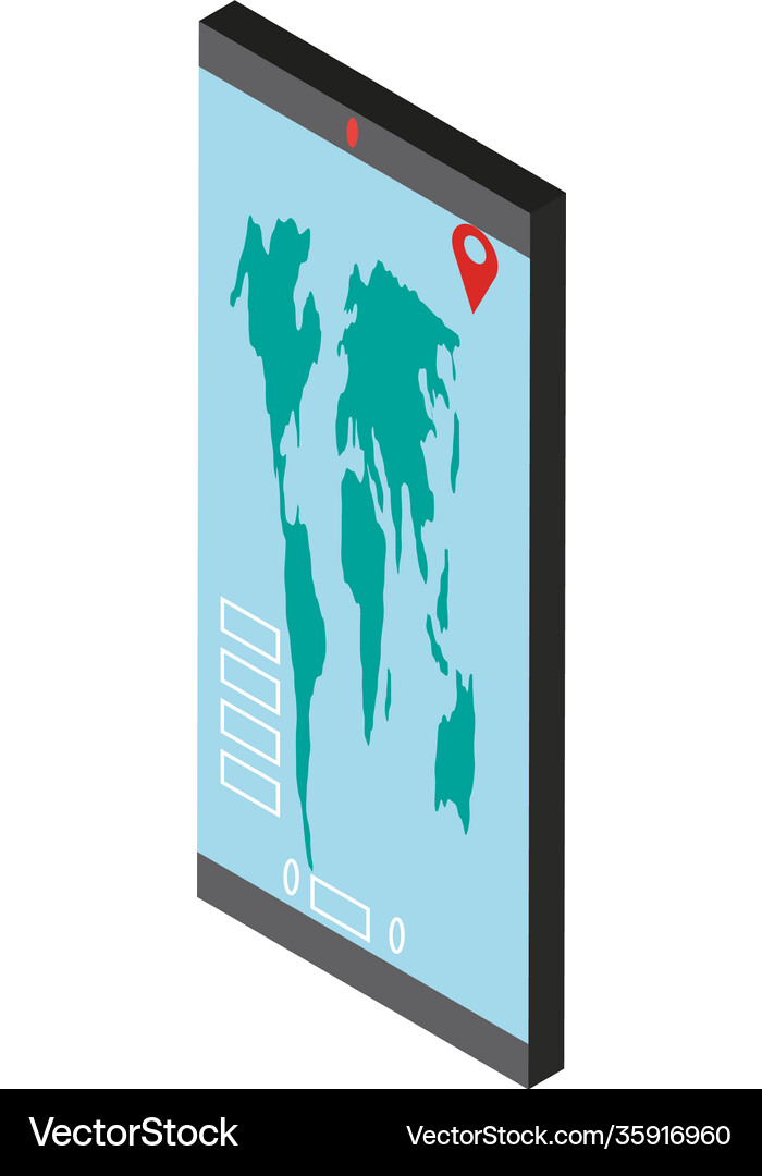 Gps mark and map in smartphone isometric Vector Image
