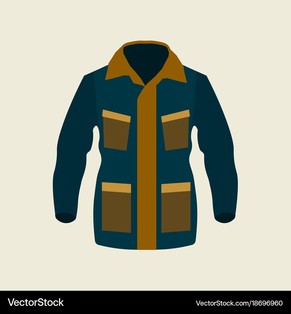 Green jacket winter icon on yellow background Vector Image