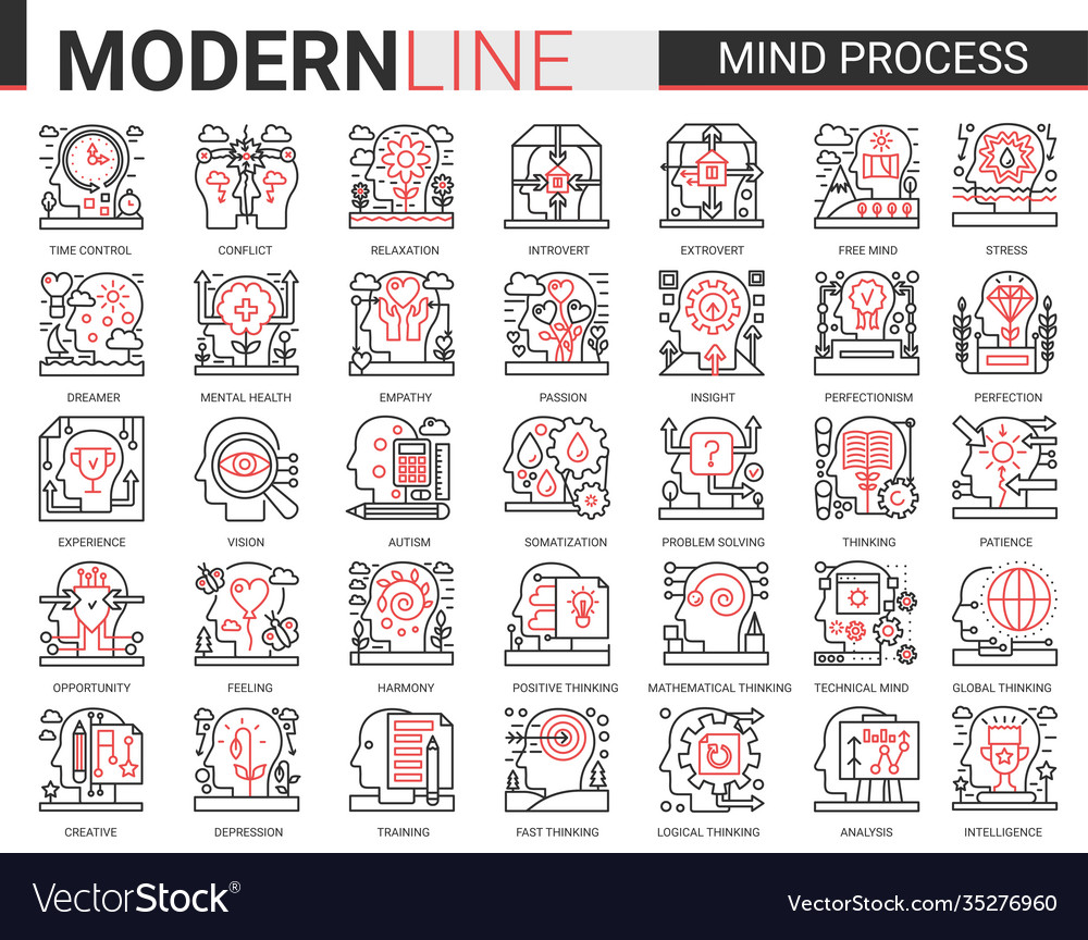 Mind process complex line icon Royalty Free Vector Image