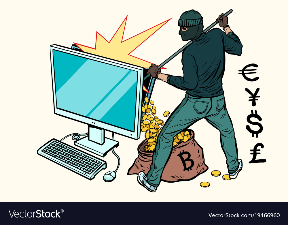 Online Hacker Steals Money From Computer Vector Image