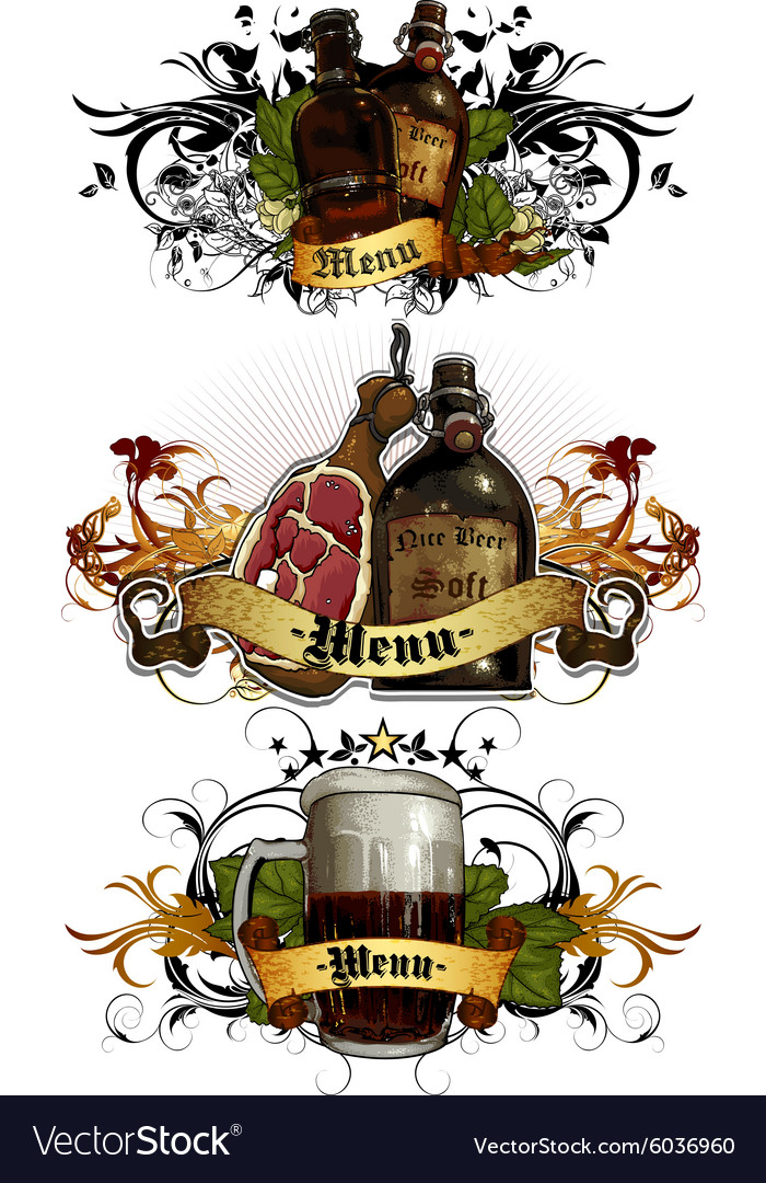 Set beer elements Royalty Free Vector Image - VectorStock